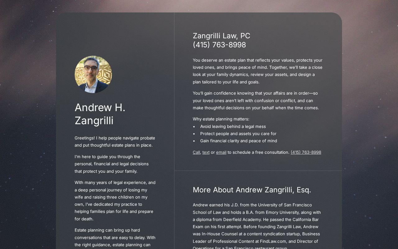 Estate Planning Attorney - Andrew Zangrilli - Zangrilli Law, PC